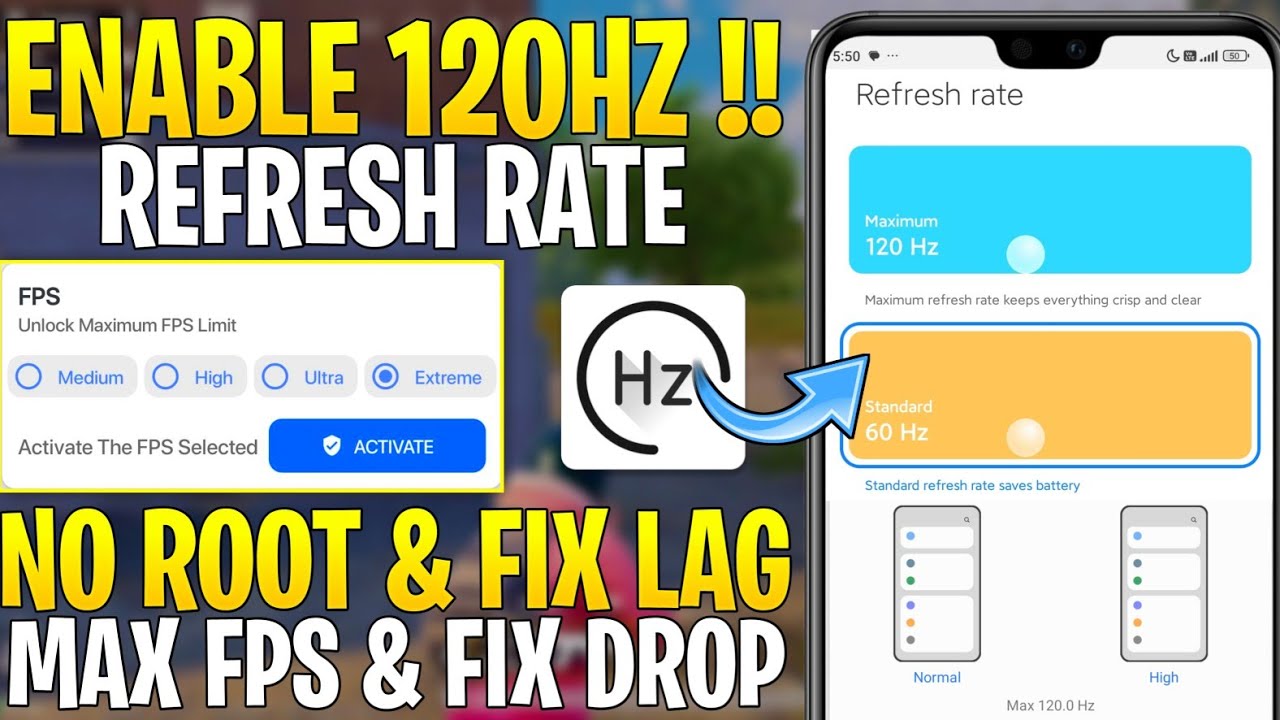 Enable 120Hz Refresh Rate On Any Android Phone : No Root || Get Max FPS & Smooth Refresh Rate ...