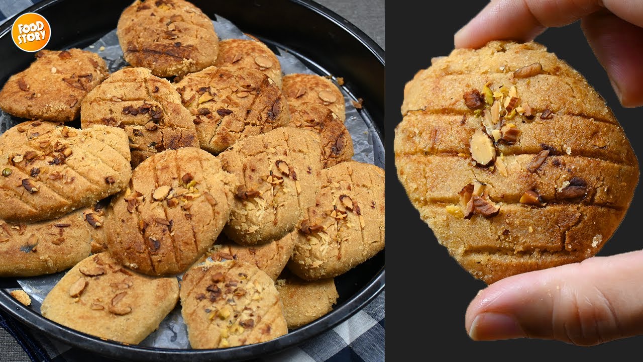 Aata Biscuit No Oven No Eggs / Aate ke Crispy biscuit / Tea Snack atta ...