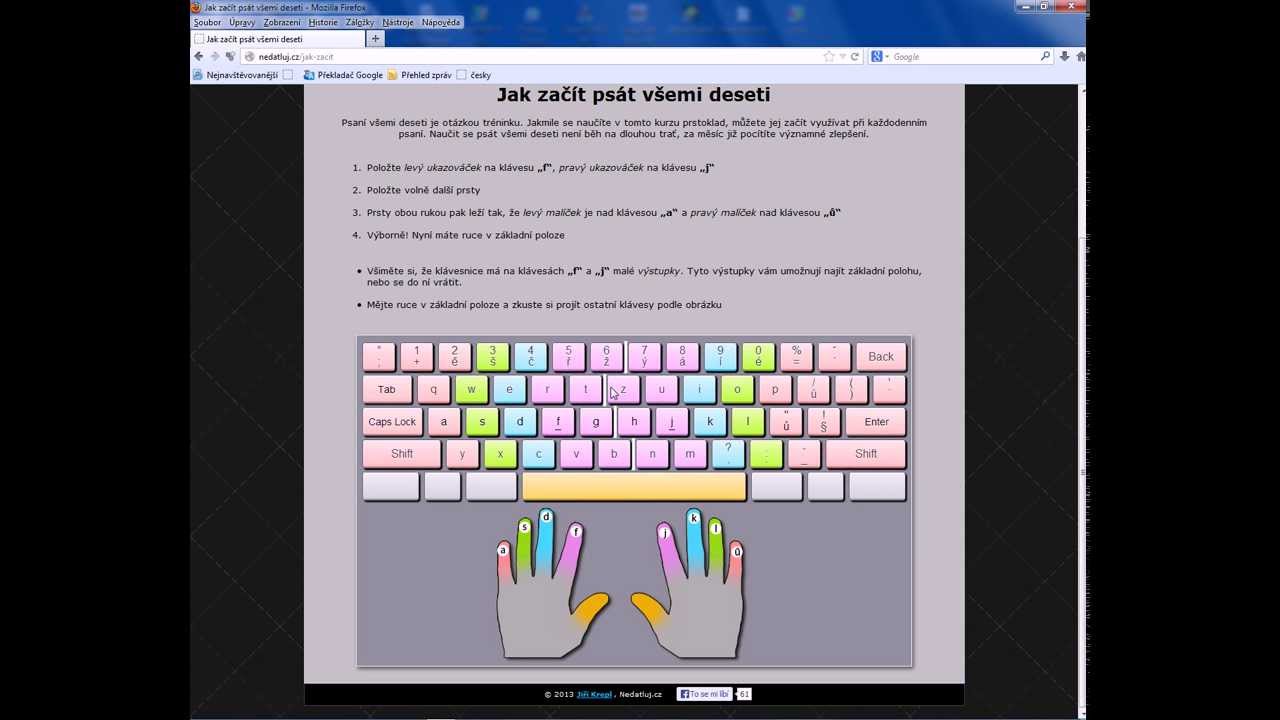 Výuka psaní všemi deseti prsty online - YouTube