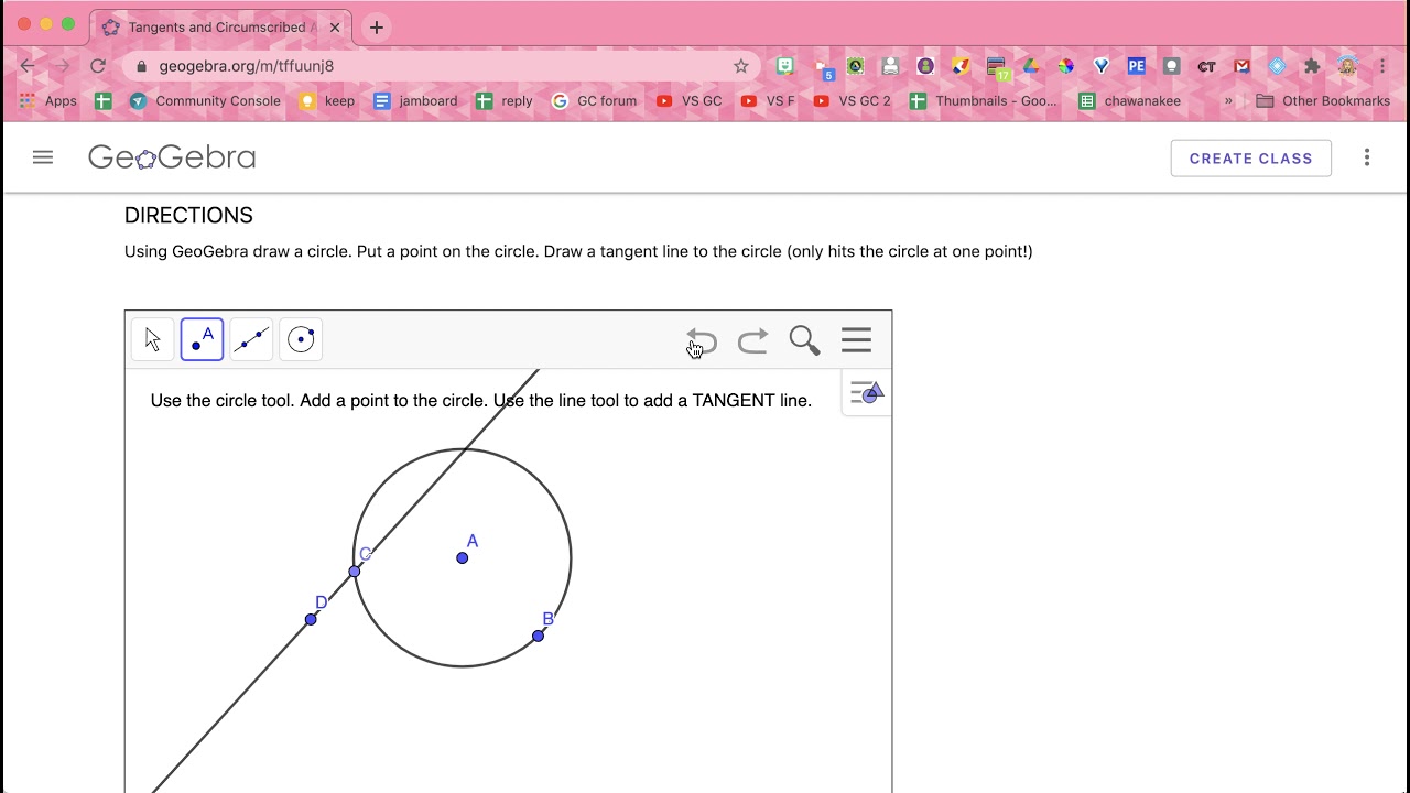 Estimating a tangent line to a circle using GeoGebra - YouTube