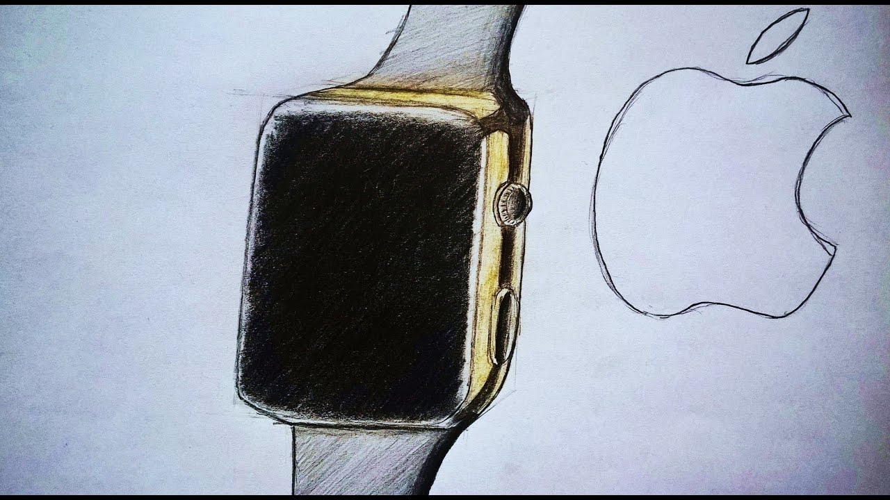 How to draw Apple iWatch + Apple logo - YouTube