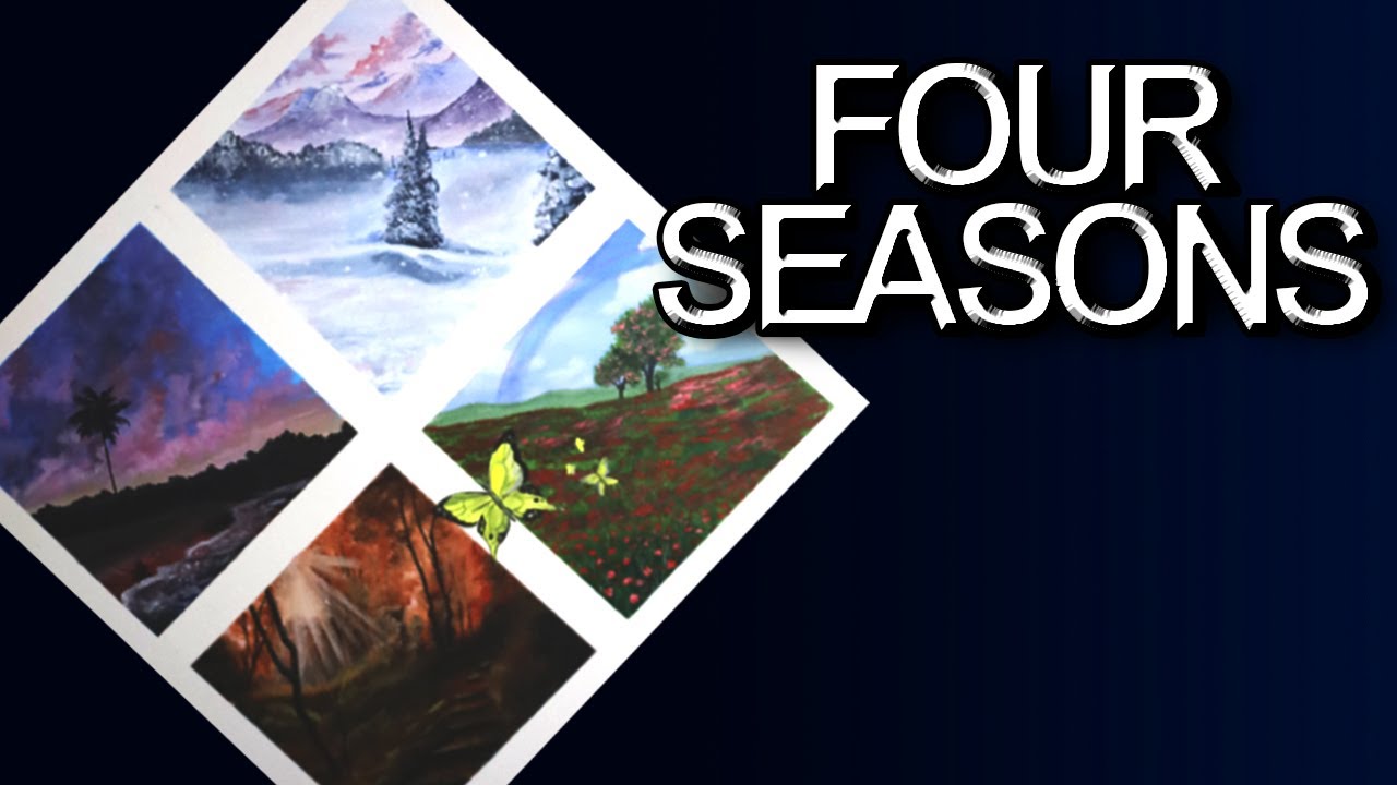 Four Seasons Landscape Painting | Acrylic Speed Painting | Step by Step ...