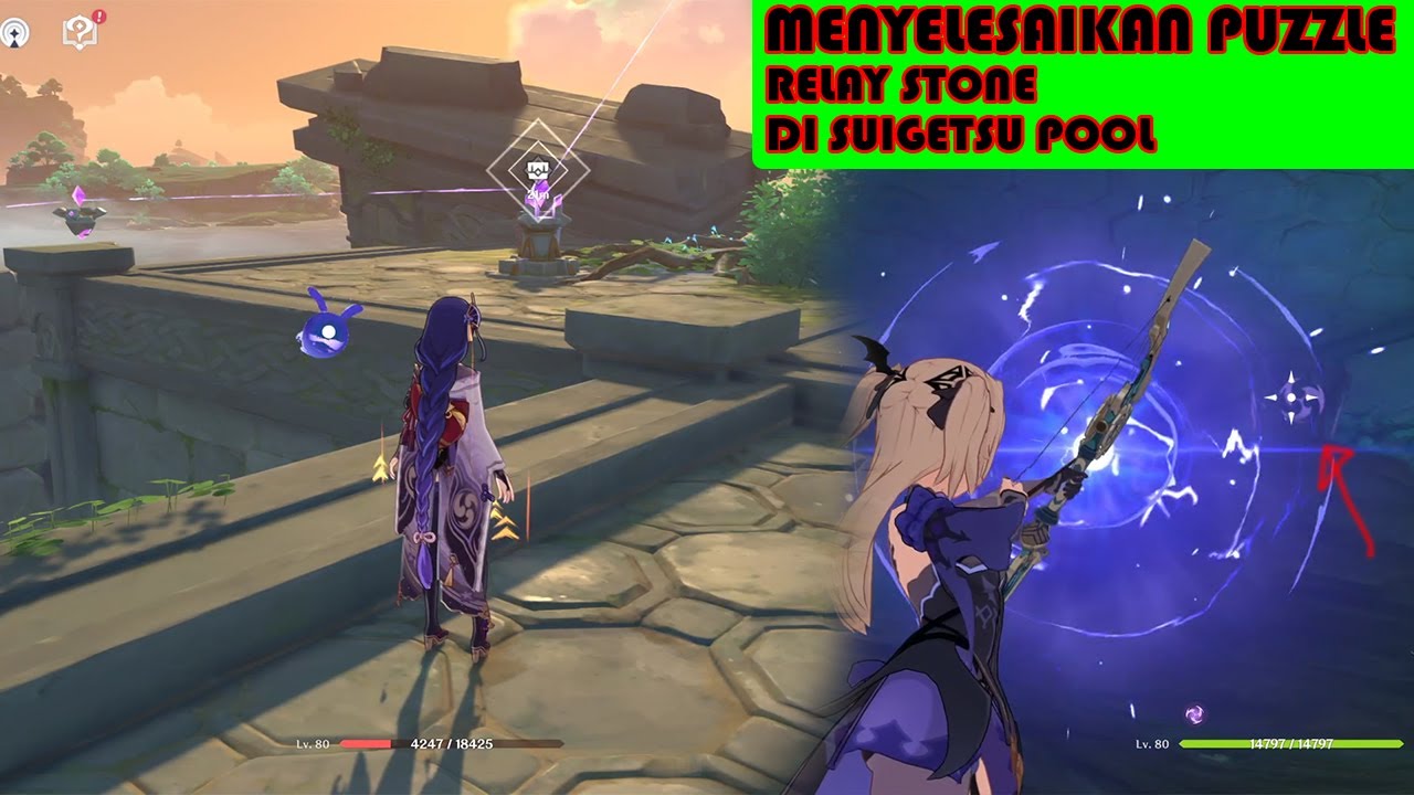 CARA SELESAIKAN PUZZLE RELAY STONE DI SUIGETSU POOL | GENSHIN IMPACT ...