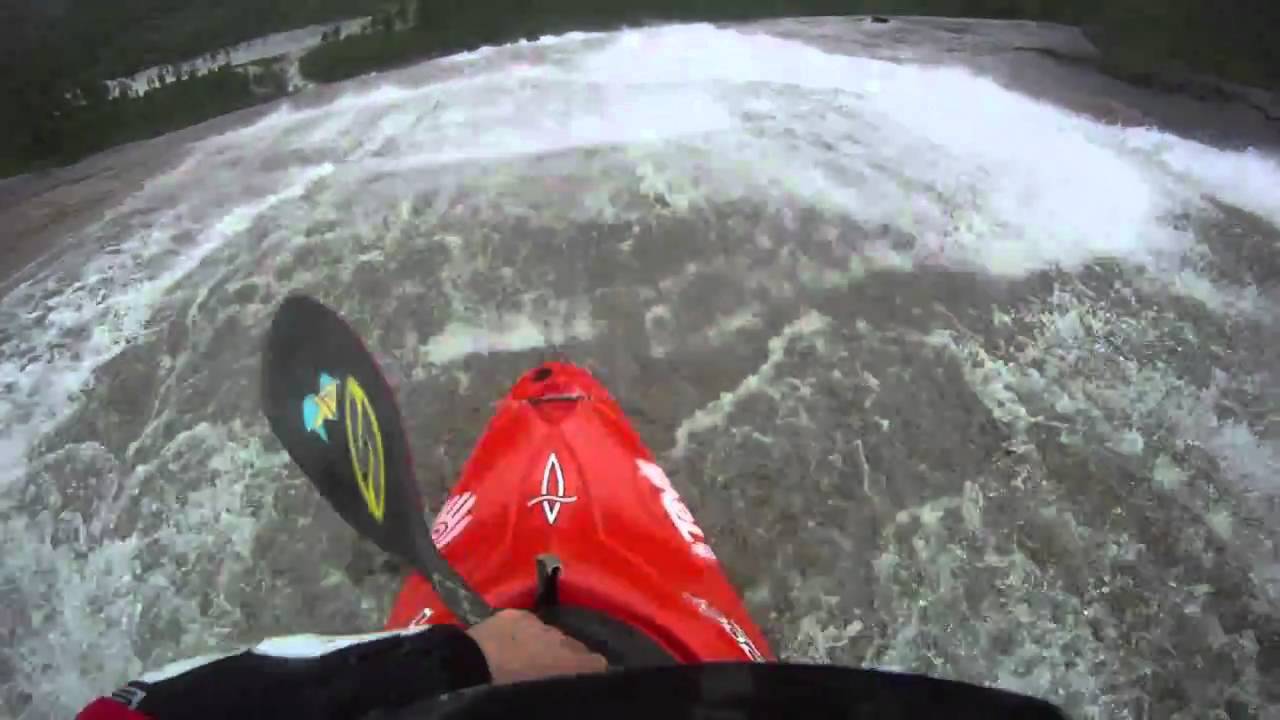 Rush Sturges kayaks 100 + ft tall slide - YouTube