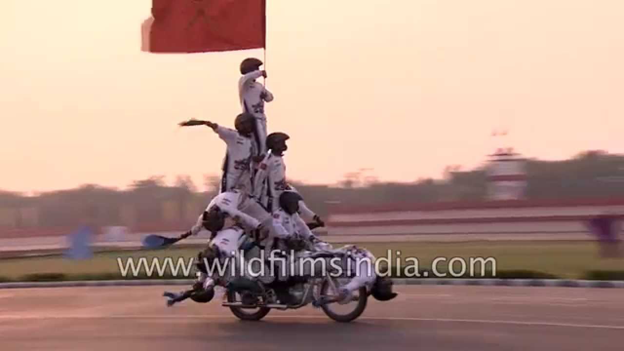 Daredevil cadets of India display motorcycle stunts - YouTube