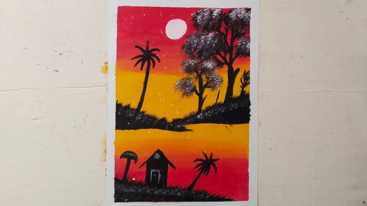 Poster Color sunset Painting Scenery Drawing Step by Step #artwork #art ...