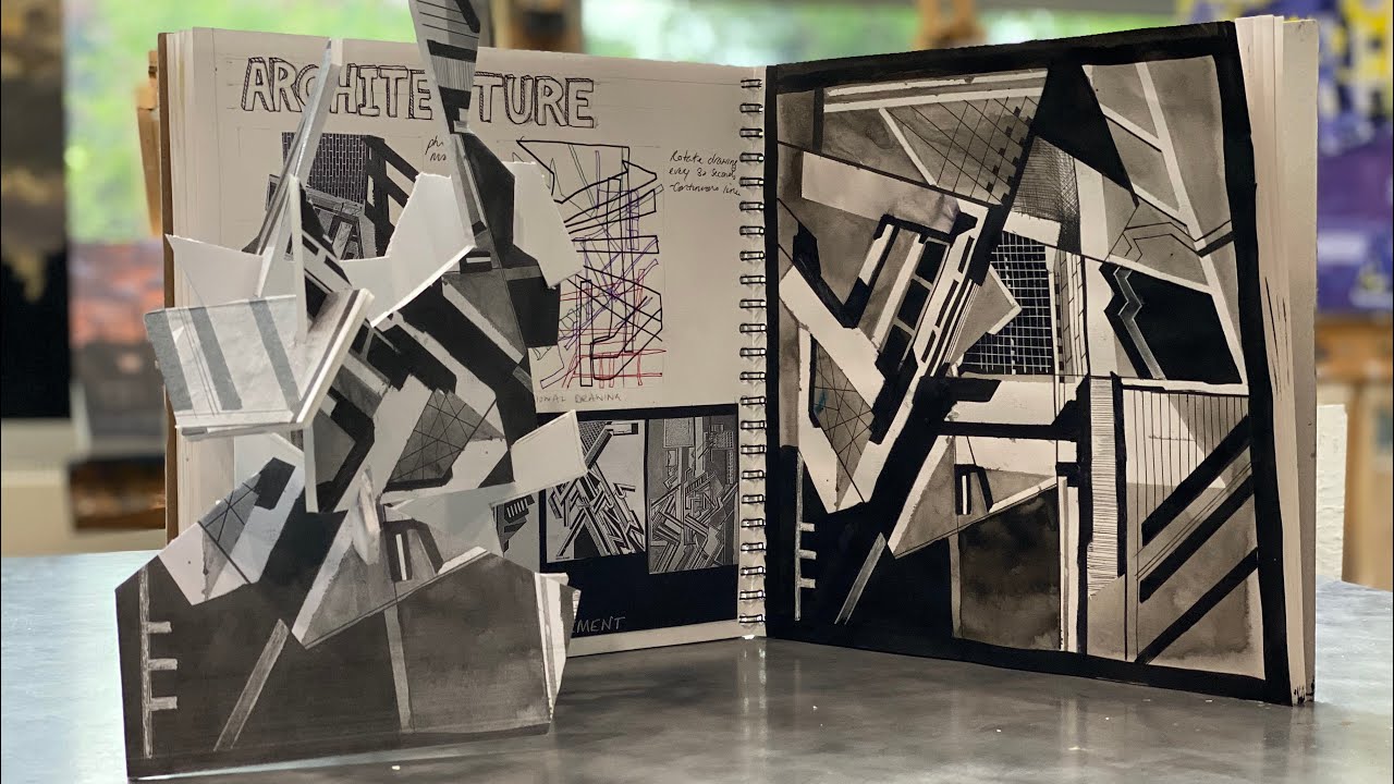 TOP TIPS in creating ABSTRACT art [Indian ink] sketchbook pages - YouTube