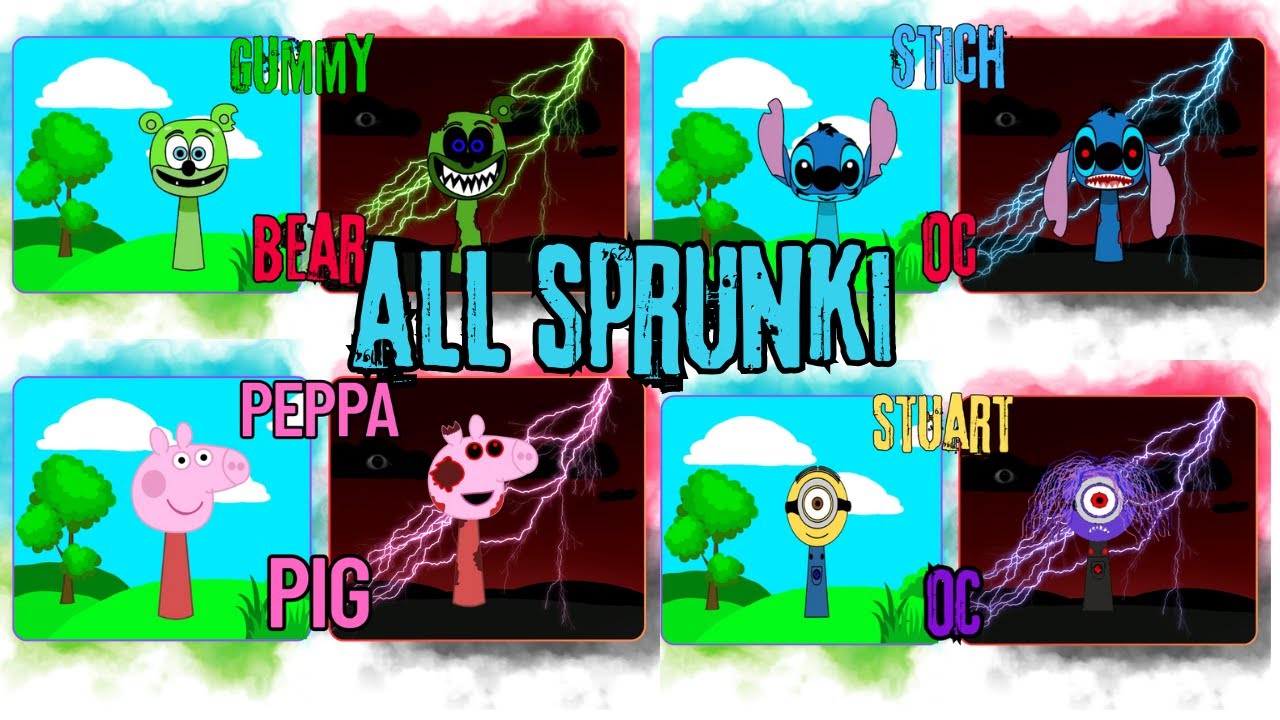 All my Sprunki OC: Gummy Bear, Minion, Peppa pig, and Stich - YouTube