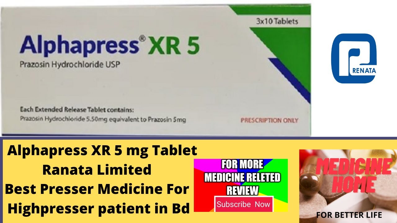 Alphapress XR 5mg tablet Renata limited|prozocine hydrochloride 5mg ...