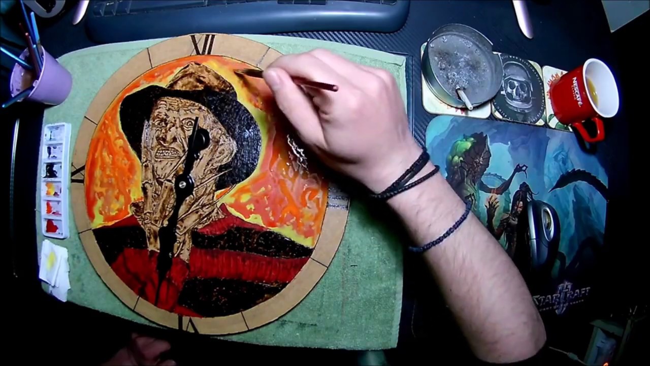 Custom wood/clock pyrography ink/χειροποιητο ξυλινο ρολοι τοιχου με ...