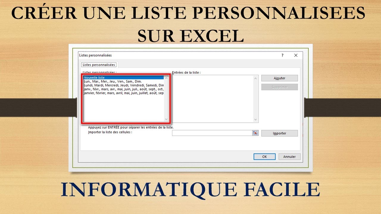 créer une listes personnalisées sur excel - YouTube