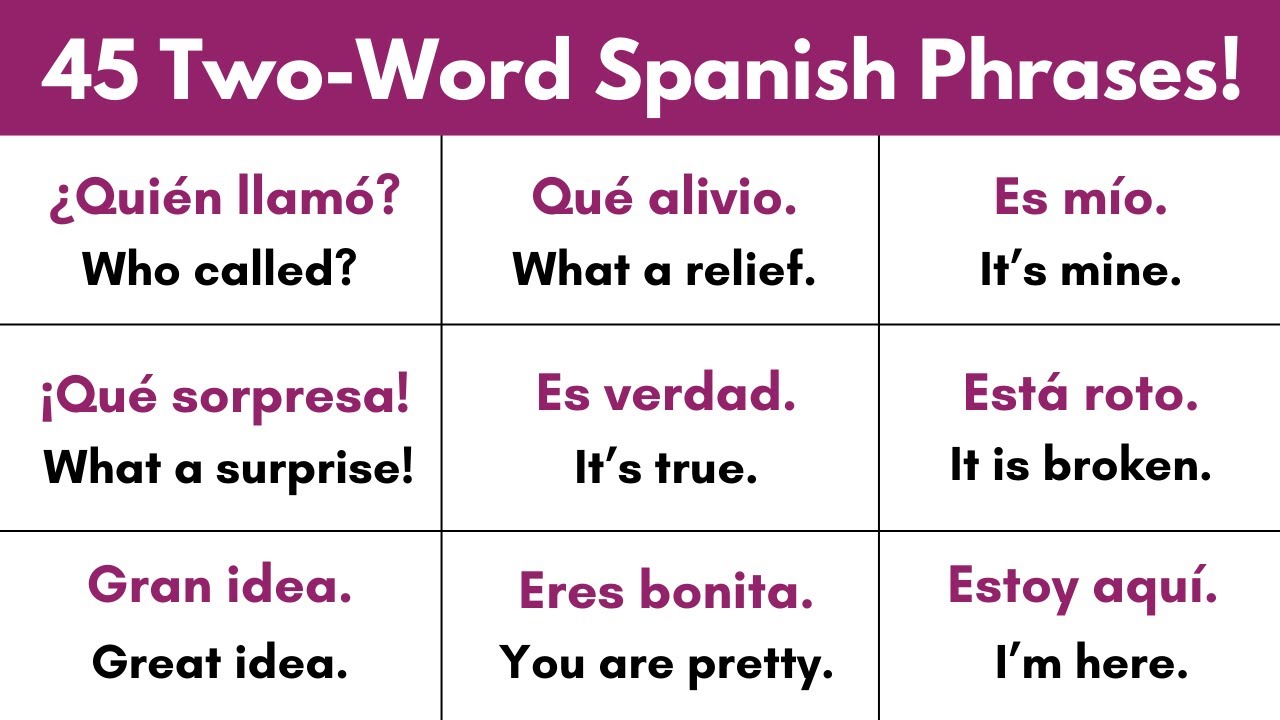 Learn 45 Essential Spanish Phrases in Only Two Words!😊🇪🇸 - YouTube