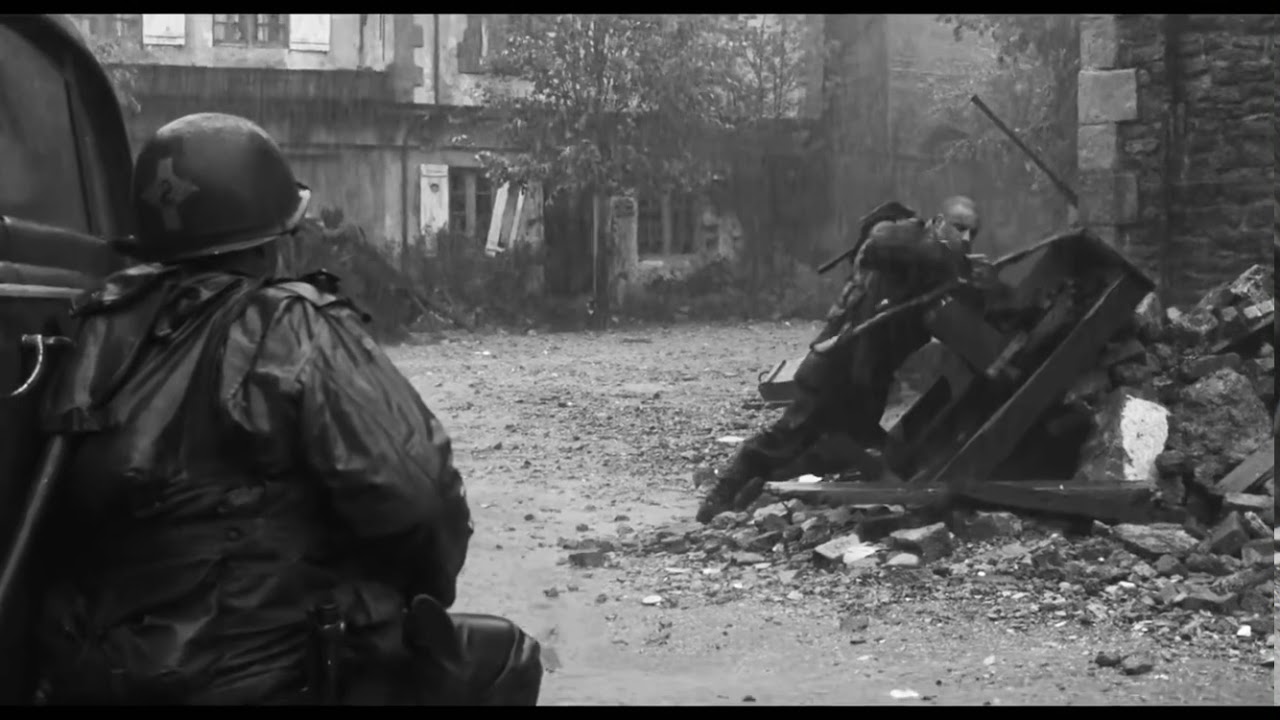 Saving Private Ryan sniper scene black an white - YouTube
