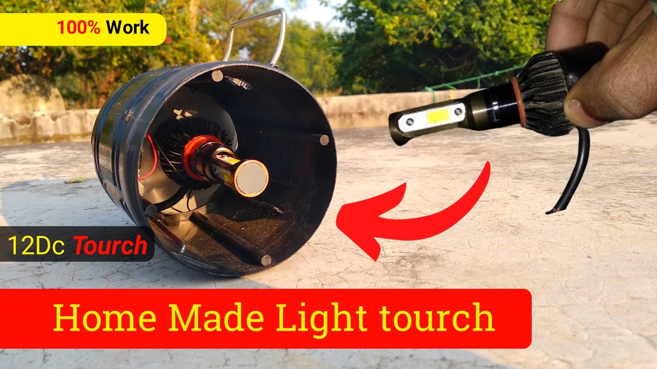 Home made light tourchb || 12v Dc tourch || Rechargeable tourch light ...
