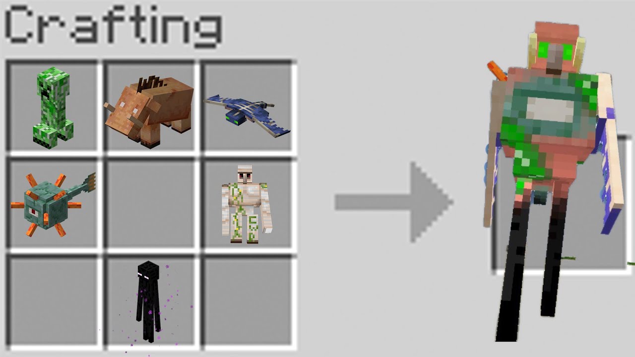 CARA CRAFTING 6 MOBS JADI SATU BOSS MOB DI MINECRAFT - YouTube
