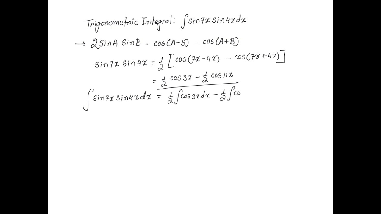 Trigonometric integrals example 2 - YouTube