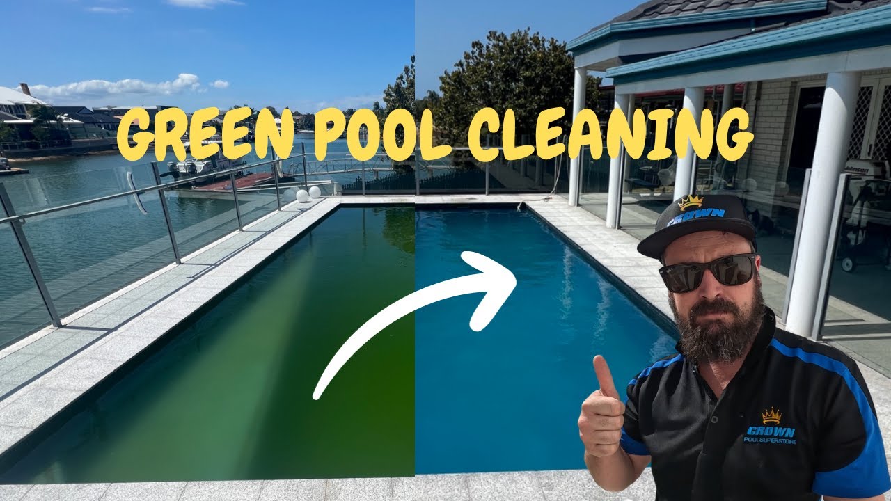 SATISFYING GREEN POOL CLEANING - YouTube