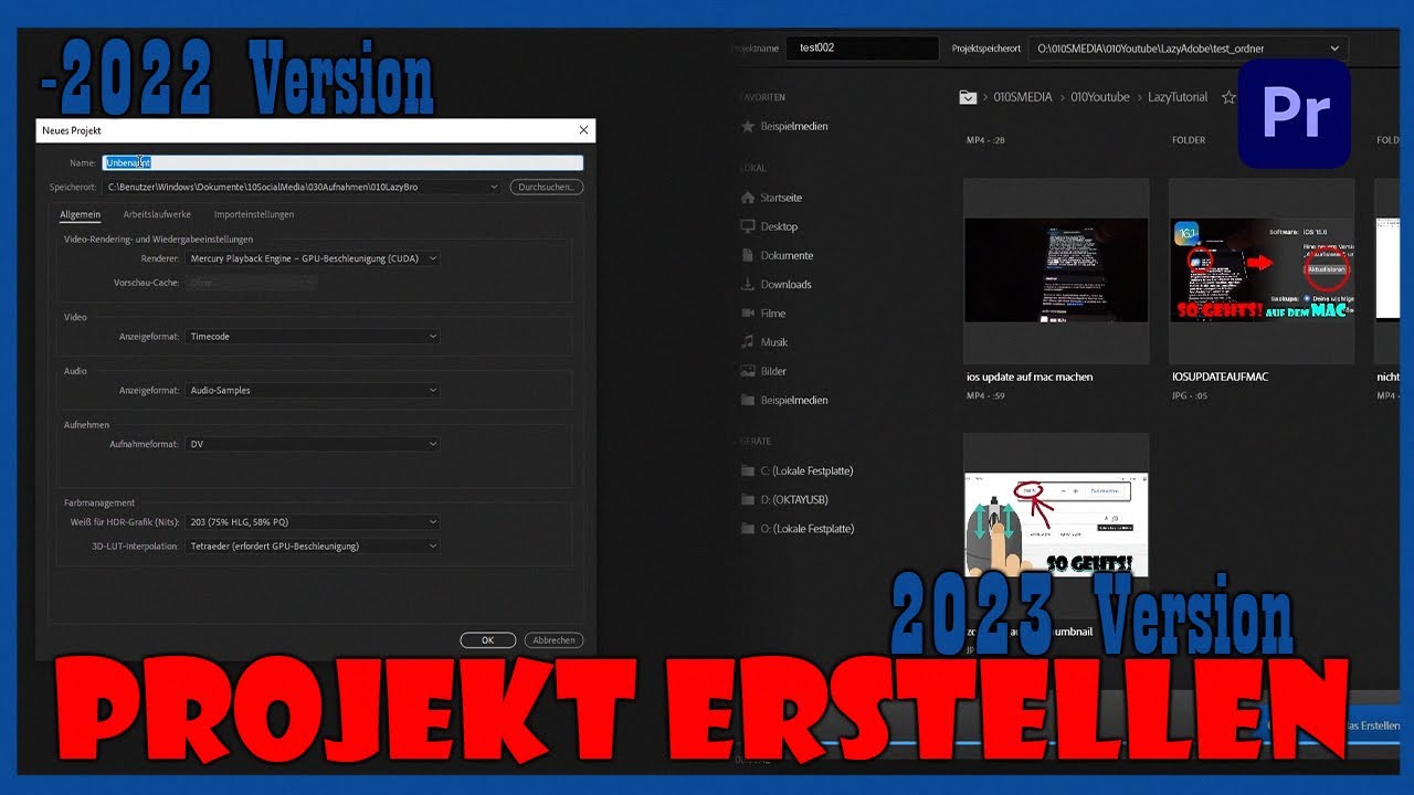 Projekt erstellen 2022 und 2023 VERSION! - Premiere Pro Tutorial - YouTube