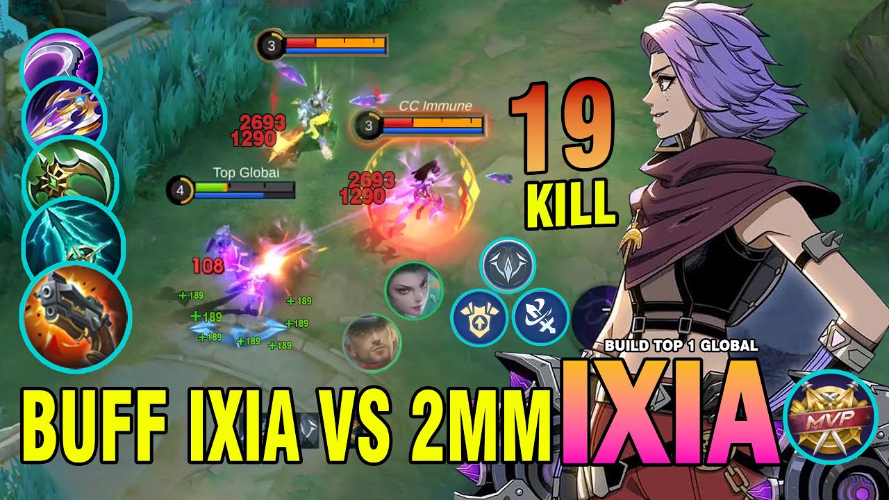 New Buff Ixia!! 19Kills Insane Damage On Shot Delete ~ Build & Emblem ...