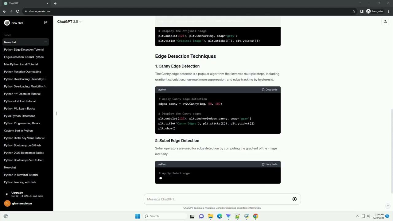 edge detection python code - YouTube