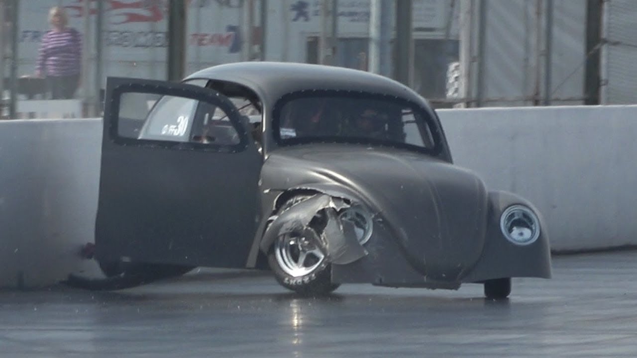 2332cc Turbo VW Beetle Crashes at Santa Pod Raceway - YouTube