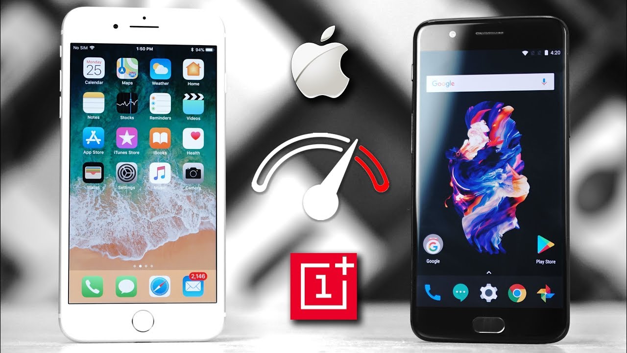 iPhone 8 Plus vs OnePlus 5 Speedtest Comparison - Title Defended? - YouTube
