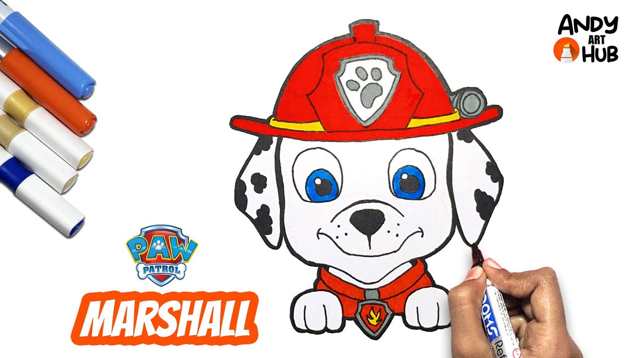 How to draw Marshall | Paw Patrol Characters| Easy drawing and ...