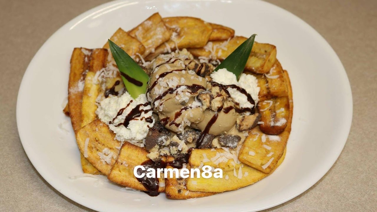BANANA FRITA CON NIEVE RETO POSTRE CON $60.00 PESOS $3 dls. - YouTube