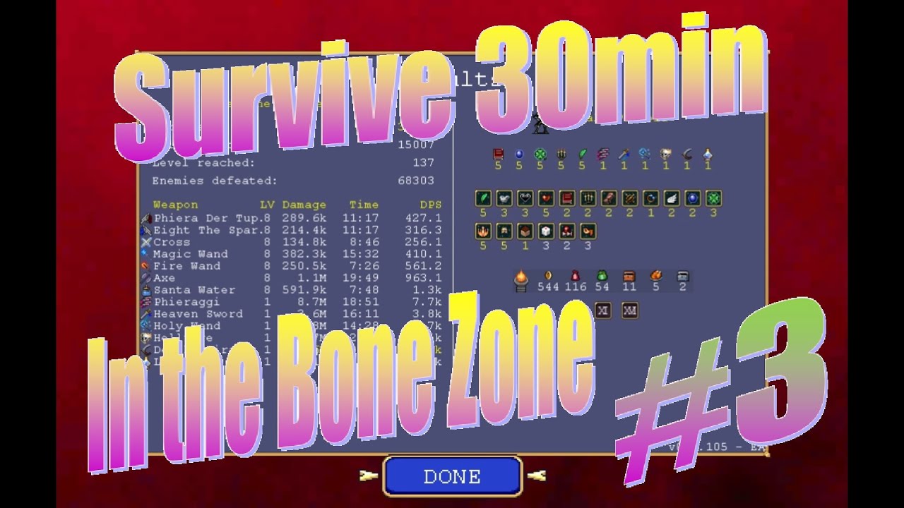 30 minutes in the Bone Zone; Best Combo - Vampire Survivors - YouTube
