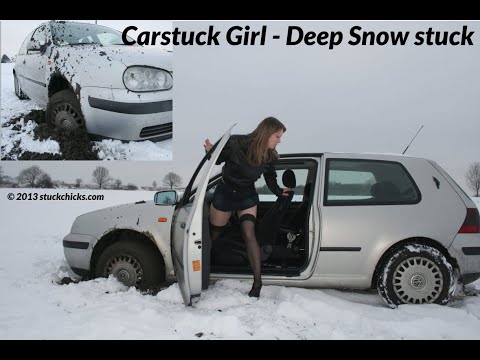 CAR stuck Girl woman Snow Xmas | Frau im Schnee Auto festgefahren | Stuckgirls