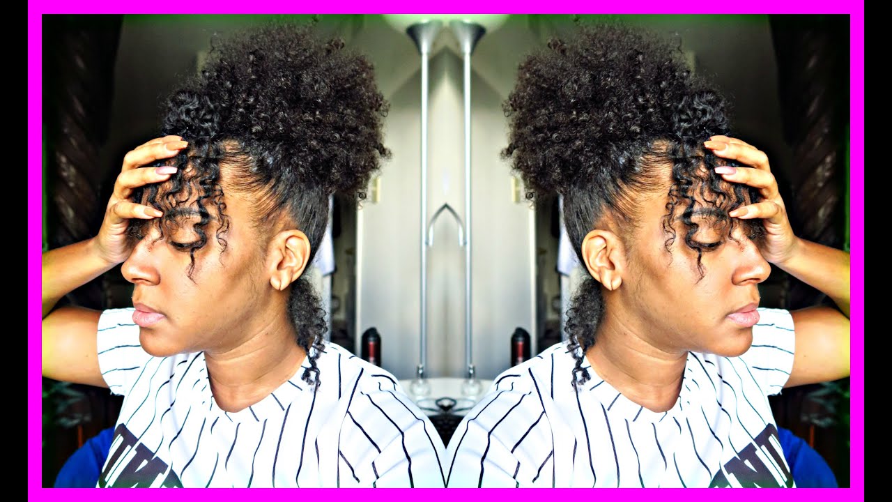 The Perfect High Puff With Curly Bangs On Natural Hair | Tutorial - YouTube