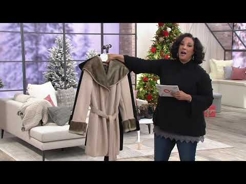 G.I.L.I Faux Shearling Collar Coat on QVC