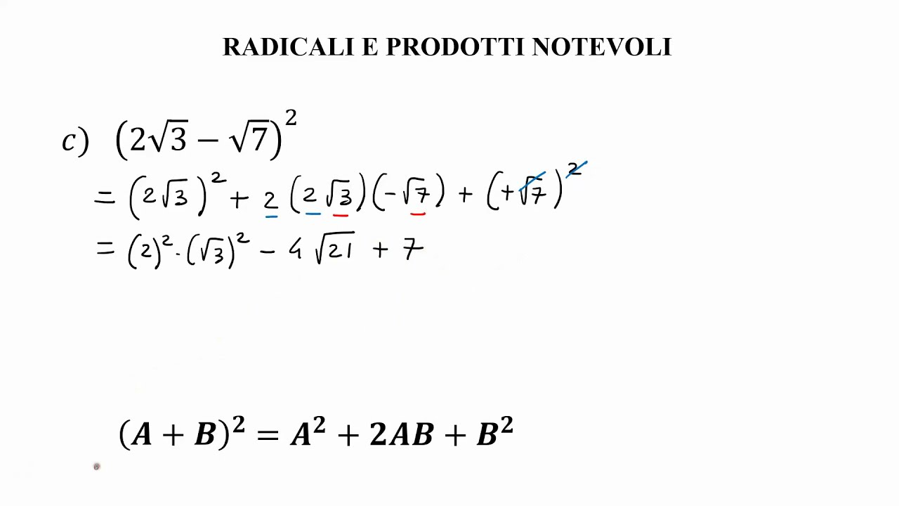 Radicali e prodotti notevoli - YouTube