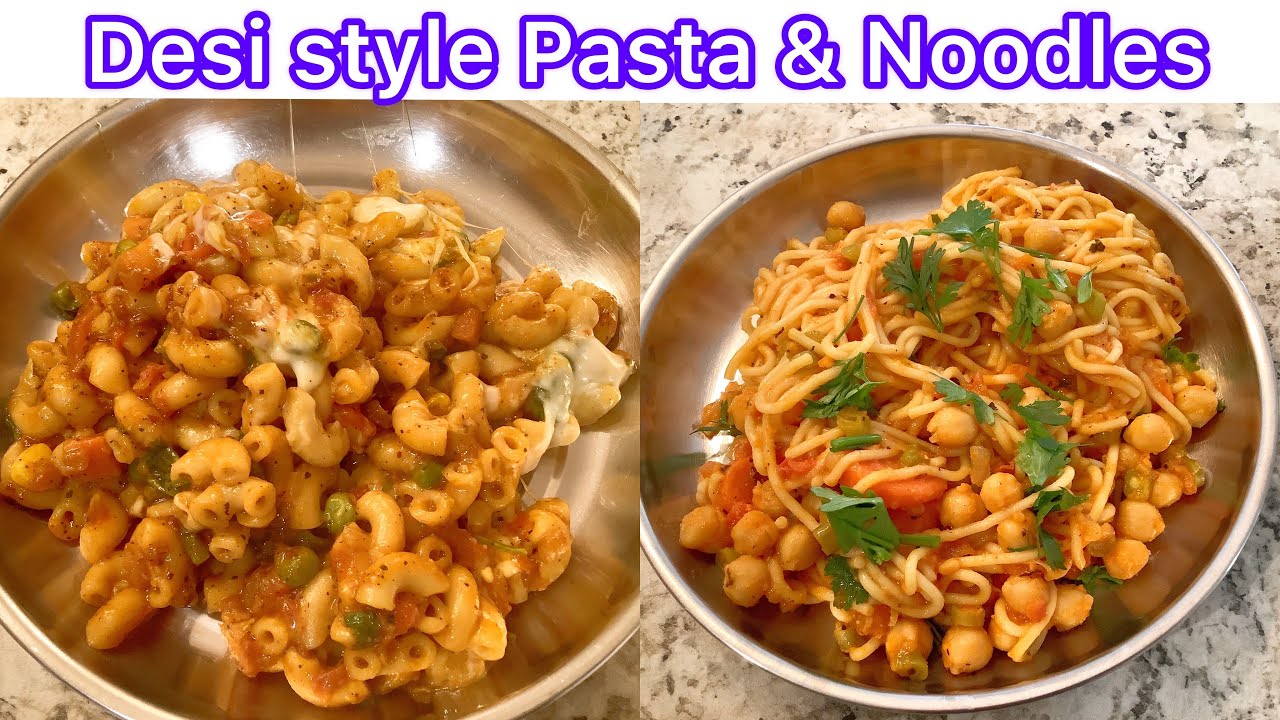 Indian style cheese pasta and masala noodles/Desi style pasta and ...