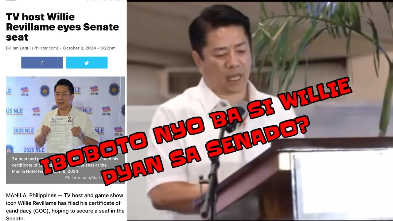 WILLIE REVILLAME PARA SENADOR, IBOBOTO NYO BA SI KUYA WIL? - YouTube