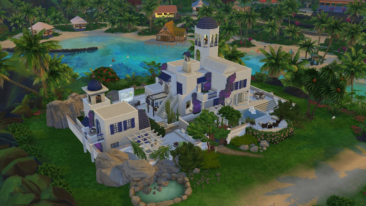 Greek/Santorini Villa - The Sims 4 speed build - YouTube