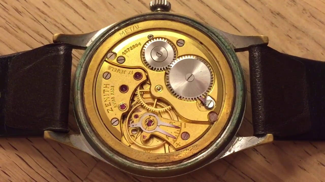 ZENITH cal.40 1956 scrapped gold watch in Atlantic case - YouTube