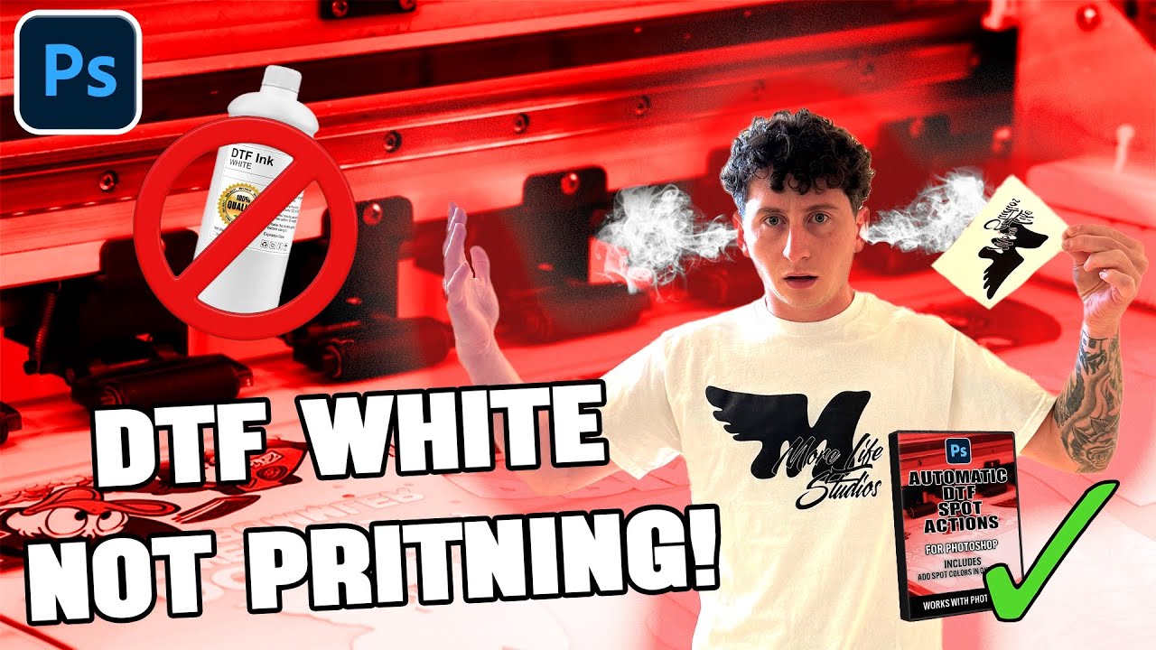 White Ink Not Printing on DTF? FIX IT with Spot Color One-Click Actions! - YouTube