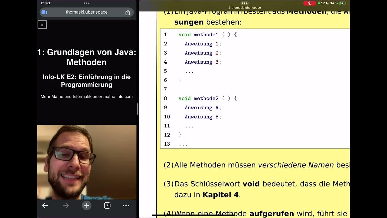 Grundlagen von Java: Methoden (Informatik-LK) - YouTube