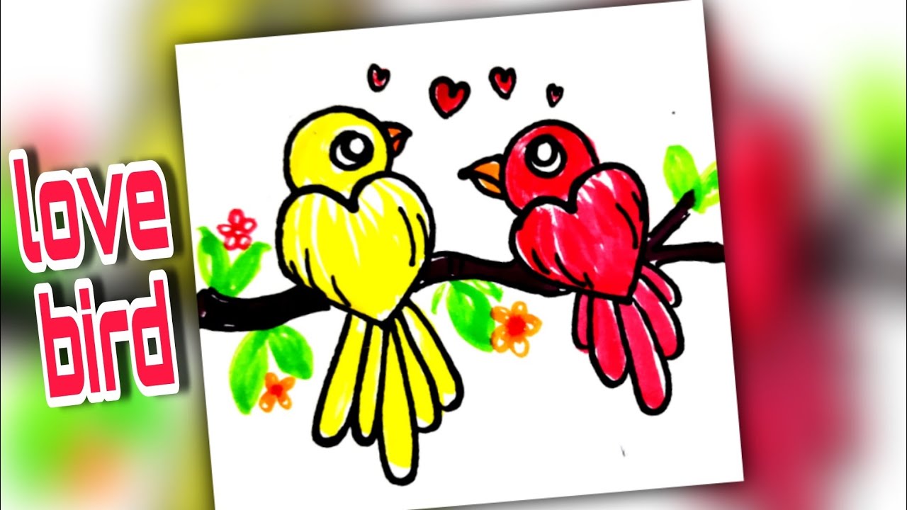 how to draw Love Bird step by step very easy || how to draw love bird ...