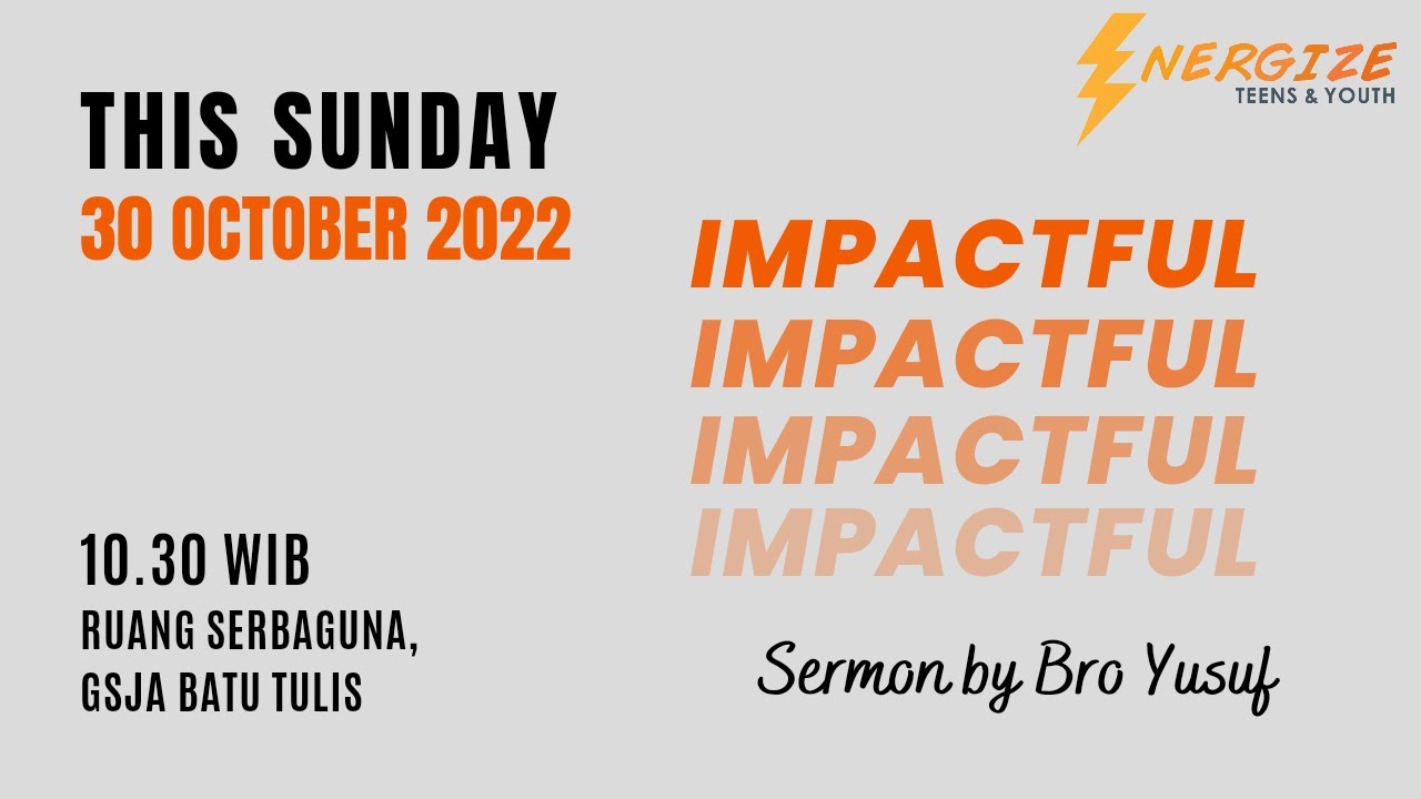 Live Sunday Service - Energize GSJA Batu Tulis - 30 Oktober 2022 - YouTube