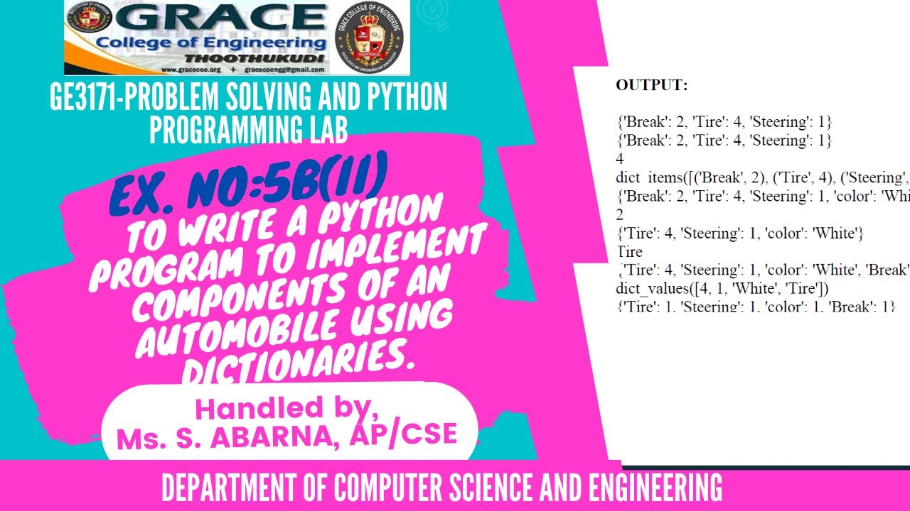 GRACE COE-CSE-GE3171-Problem Solving and Python Programming Laboratory ...