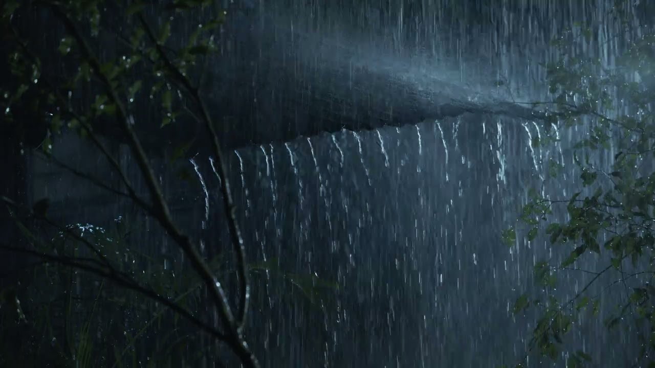 SLEEP EASY IN 3 MINUTES ~ Strong Heavy Rain on Rooftop at Night - RAIN ...