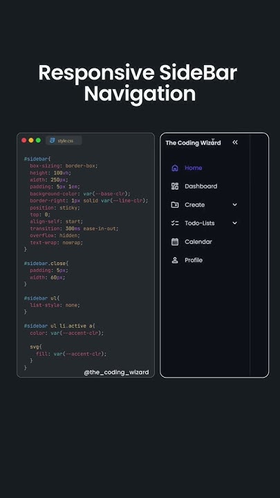Responsive Sidebar Navigation Using Css Coding Webcoding Webdev
