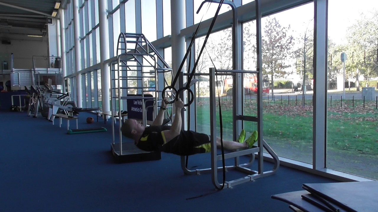 Supine Ring Rows Feet Elevated - YouTube