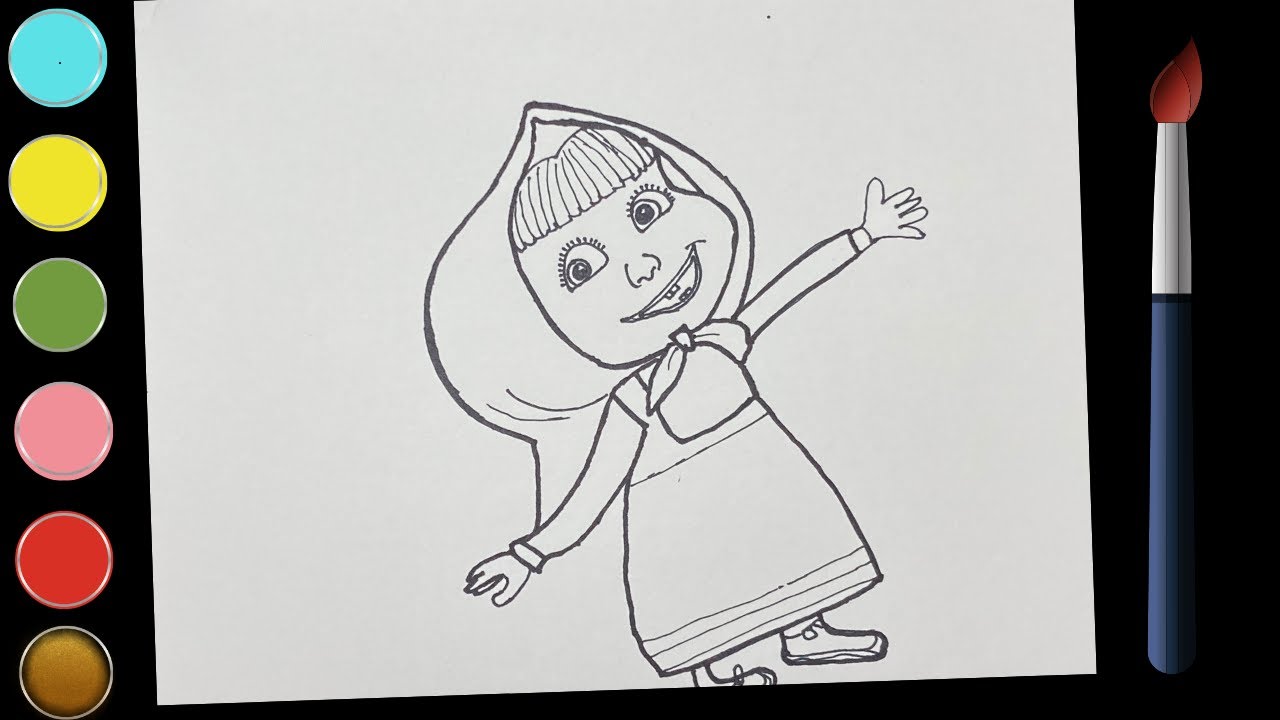 Masha drawing and painting from masha and the bear | Drawing Masha and ...