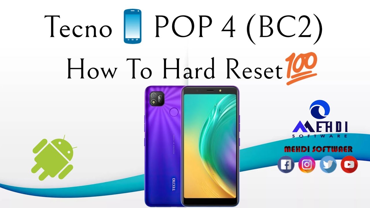 Tecno📱POP 4 (BC2) How To Hard Reset💯طريقة عمل الفورمات وإعادة ضبط ...