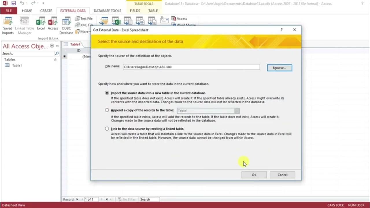 Import MS Access Data In E in Hindi | How to import an Excel Spreadsheet data into an Access ...