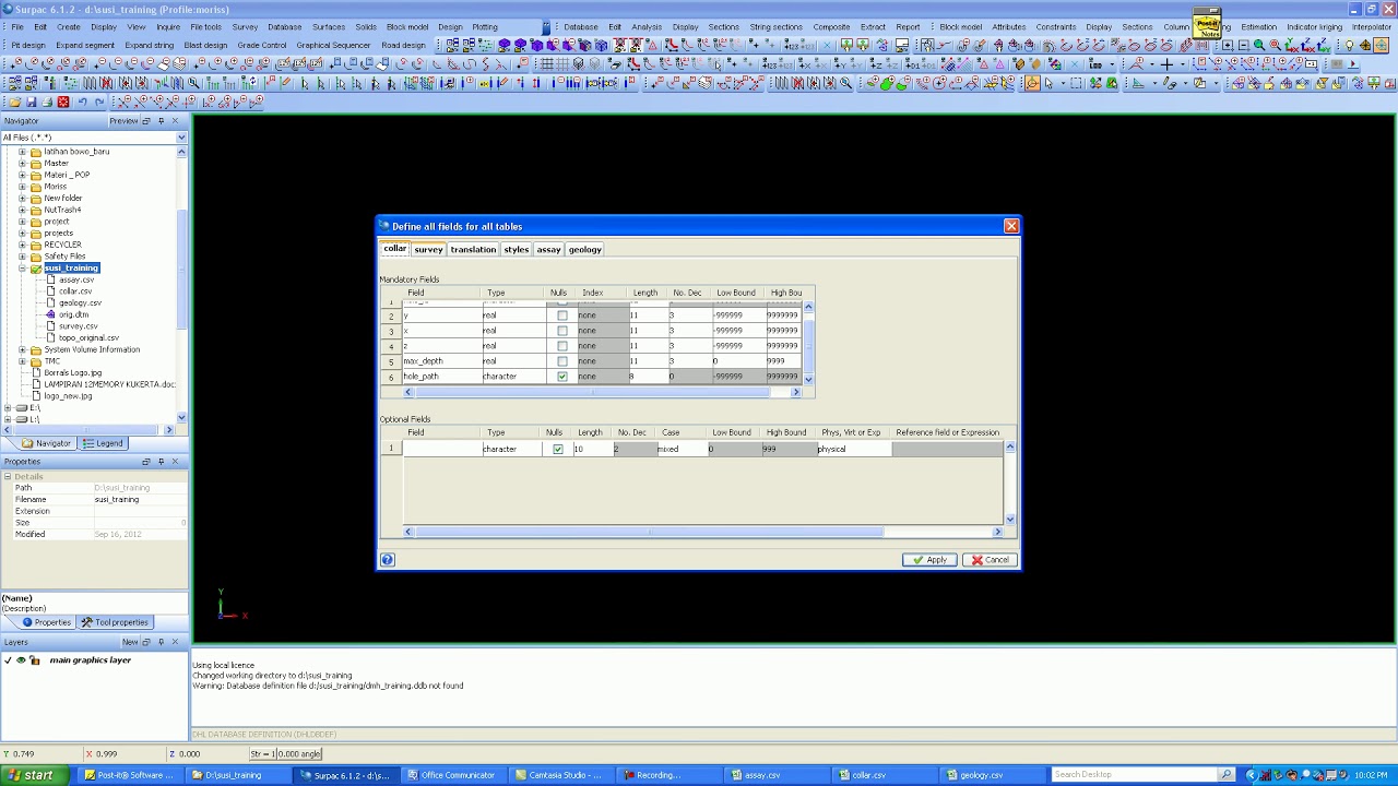 Tutorial Surpac Database DrillHole Part 1 - YouTube