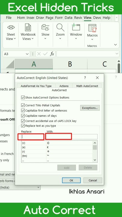Auto Correct Feature In Excel #shorts | Excel Hidden Features | Excel Tips #excel #excelshorts ...